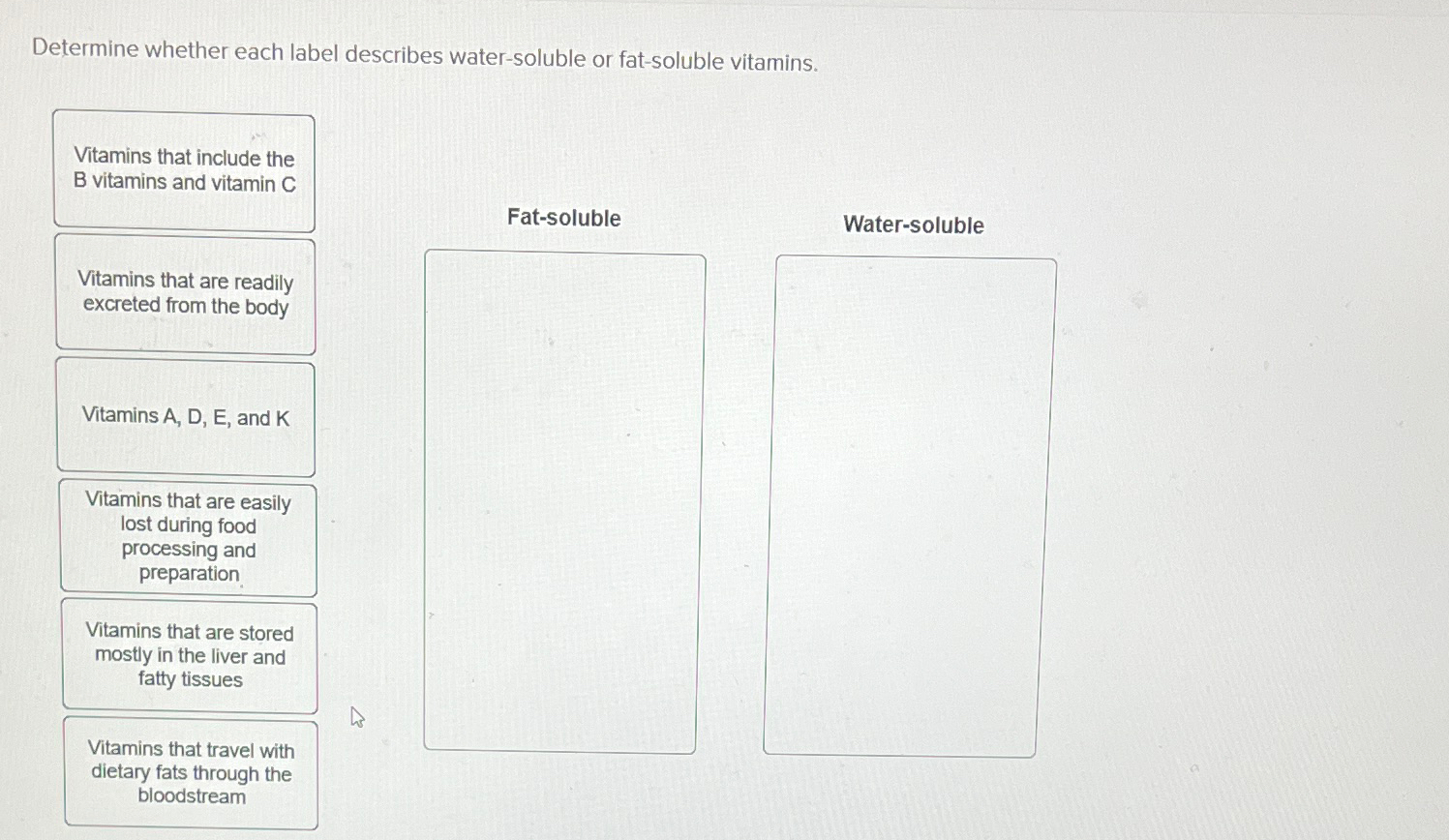 Solved Determine whether each label describes water-soluble | Chegg.com