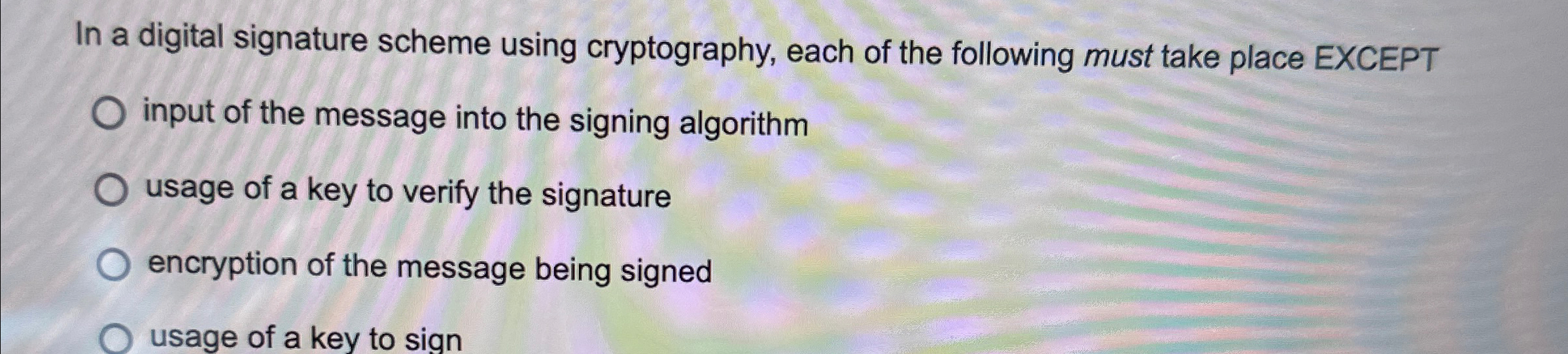Solved In a digital signature scheme using cryptography, | Chegg.com