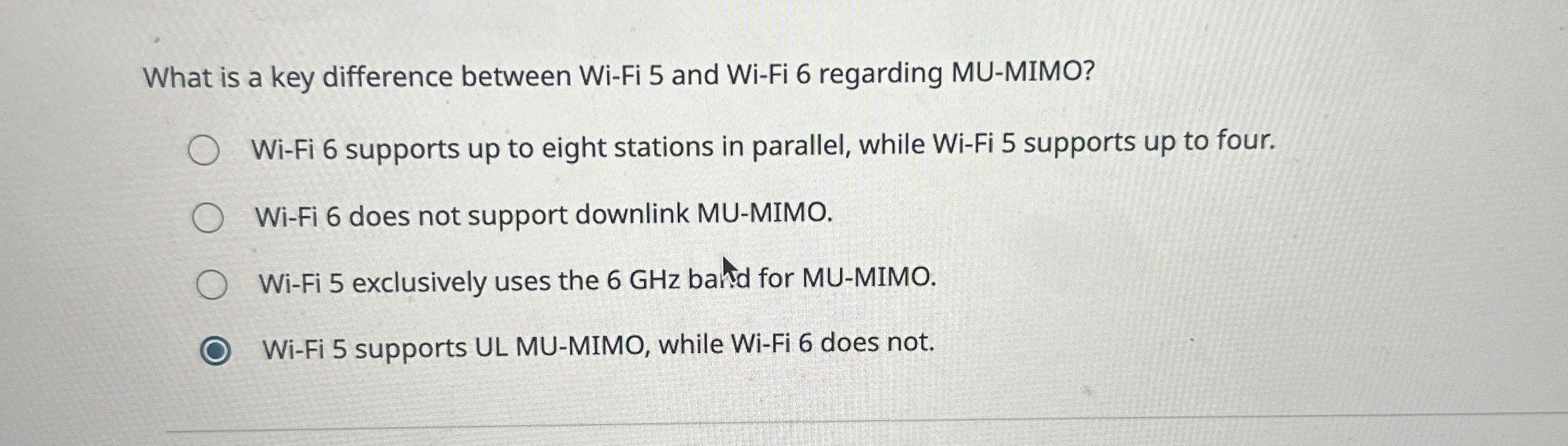 Solved What is a key difference between Wi-Fi 5 ﻿and Wi-Fi 6 | Chegg.com