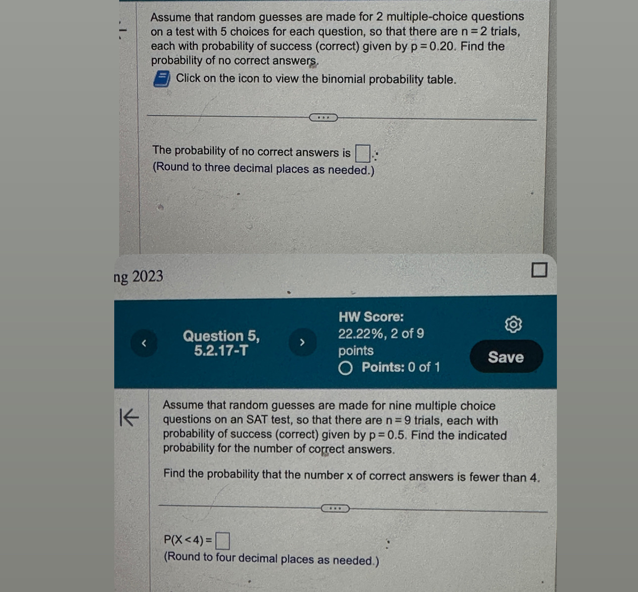 Solved Assume that random guesses are made for 2 | Chegg.com