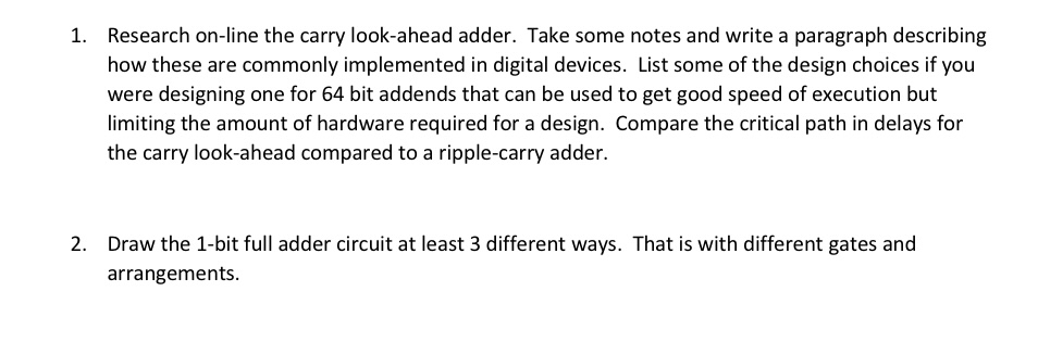 Research On Line The Carry Look Ahead Adder Take