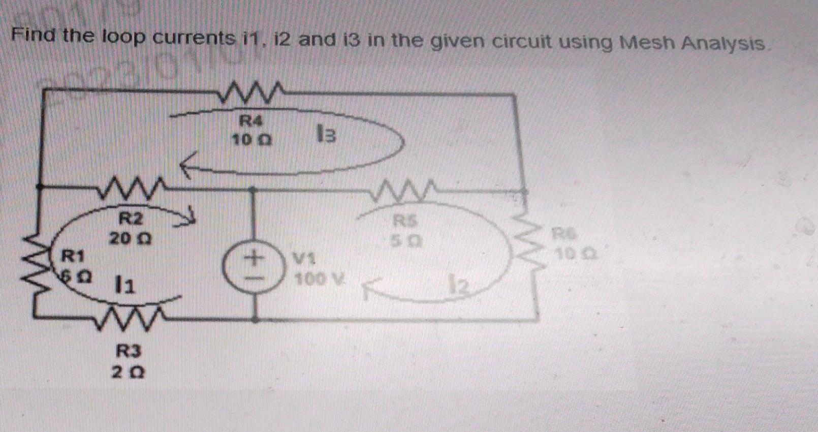 Solved Find the loop currents 11,12 and i3 in the given | Chegg.com