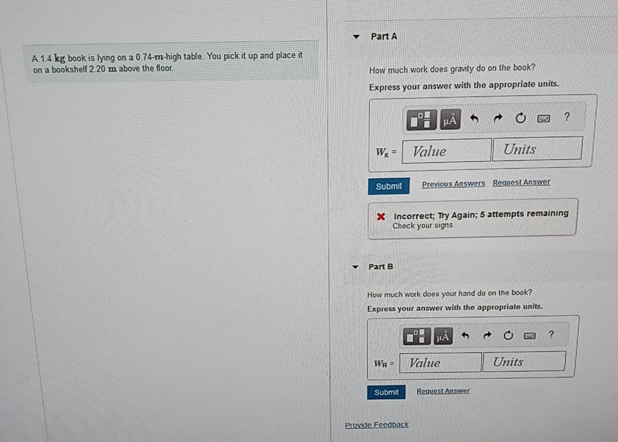 Solved Part AA 1.4kg ﻿book is lying on a 0.74-m-high table. | Chegg.com