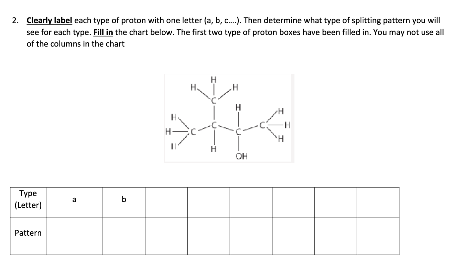 Clearly label each type of proton with one letter | Chegg.com