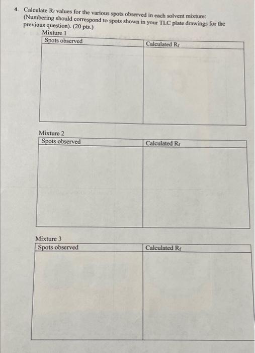 4. Calculate Rr values for the various spots observed | Chegg.com