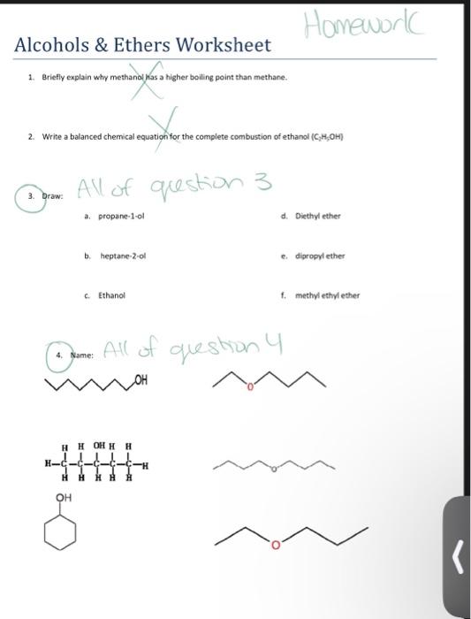 [Solved]: Alcohols & Ethers Worksheet 1. Briefly explain