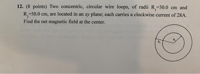 Solved 12. (8 points) Two concentric, circular wire loops, | Chegg.com