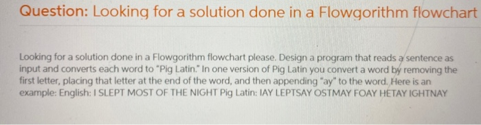 Solved Question: Looking for a solution done in a | Chegg.com