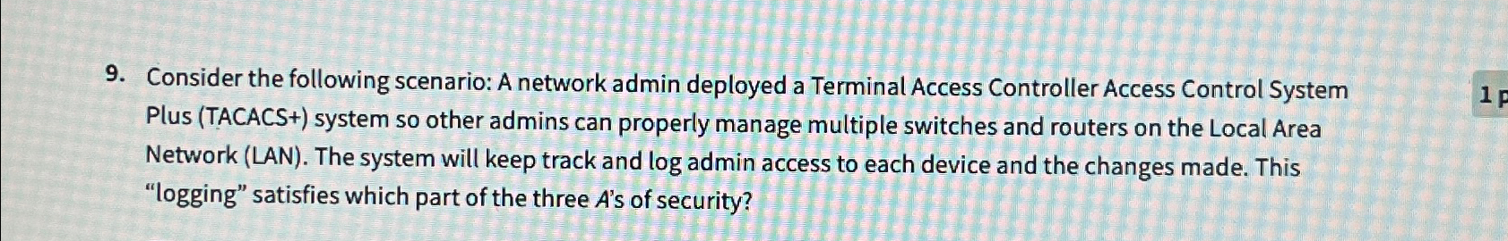 Solved Consider the following scenario: A network admin | Chegg.com