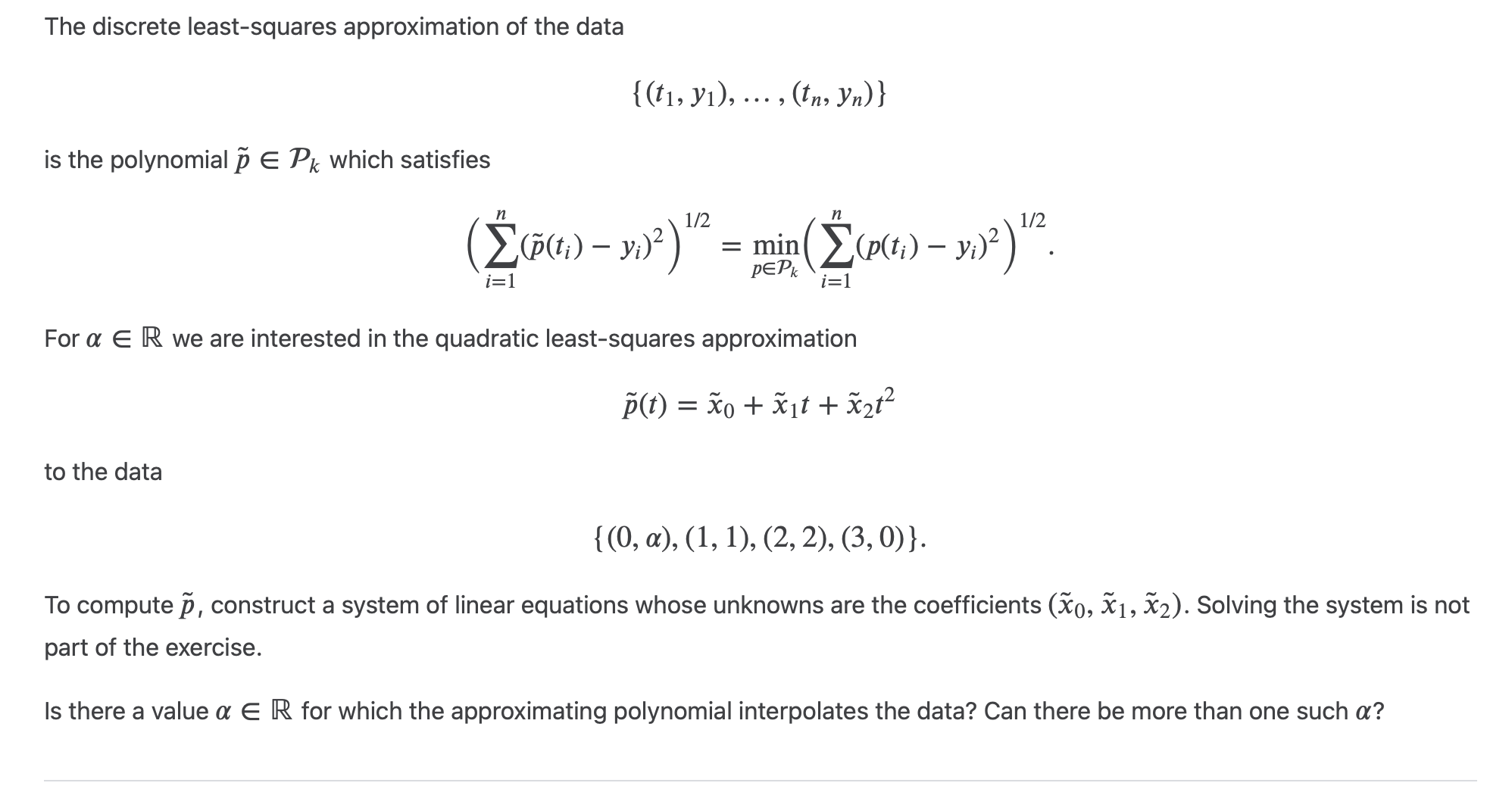 Solved The discrete least-squares approximation of the | Chegg.com