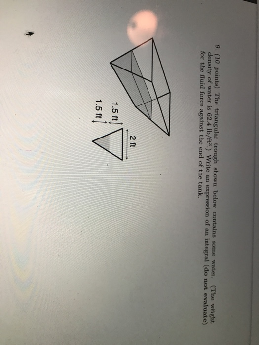 9. (10 points) The triangular trough shown below | Chegg.com