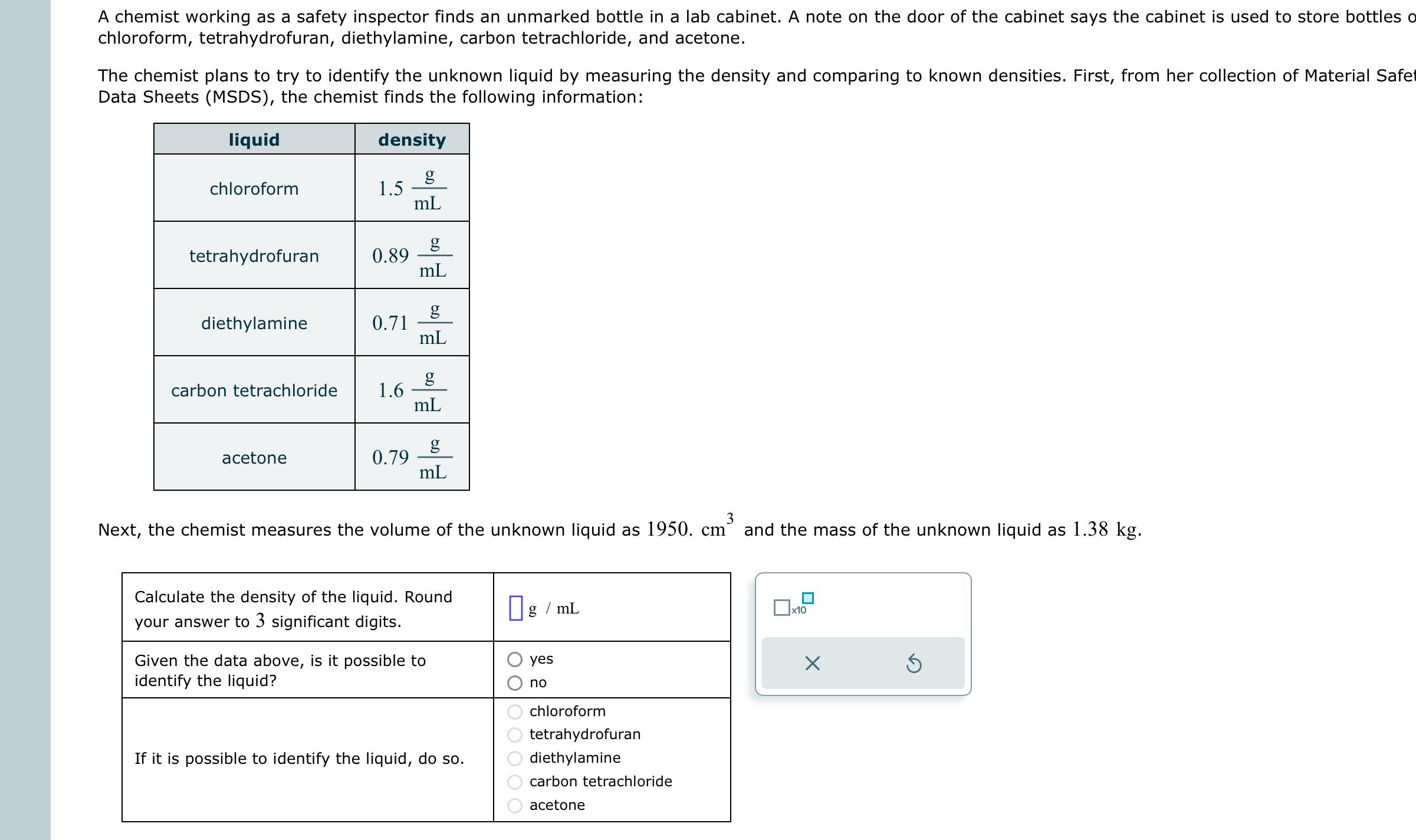 Solved chloroform, tetrahydrofuran, diethylamine, carbon | Chegg.com