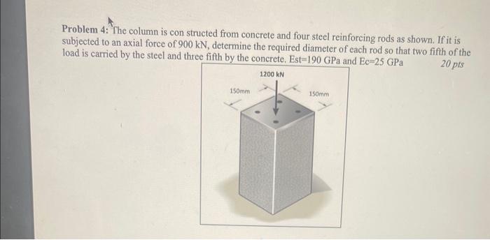 Solved Problem 4: The column is con structed from concrete | Chegg.com