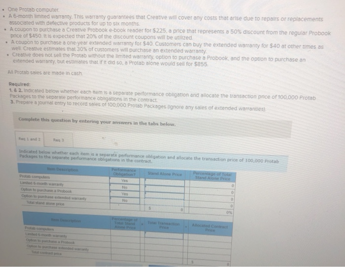 Solved • One Protab computer. • A 6-month limited warranty. | Chegg.com
