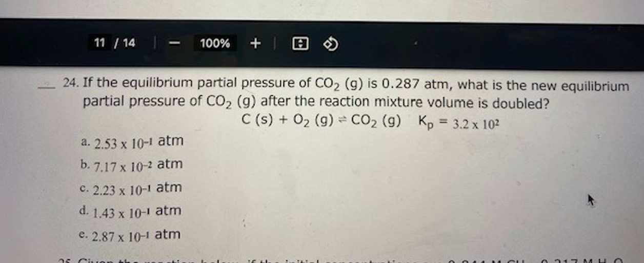 Solved If the equilibrium partial pressure of CO2(g) ﻿is | Chegg.com