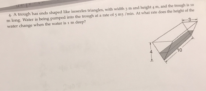 Solved 4 A trough has ends shaped like isosceles triangles, | Chegg.com