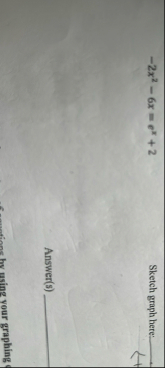 Solved -2x2-6x=ex +2Solve the following equation with your | Chegg.com