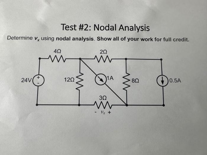 Solved Determine vx using nodal analysis. Show all of your | Chegg.com