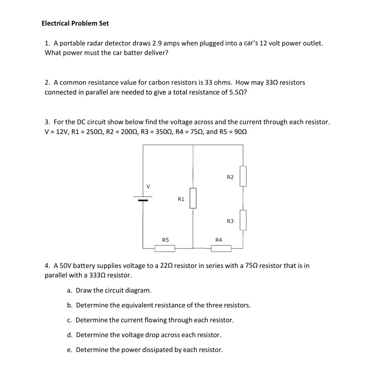 Solved Electrical Problem SetA portable radar detector draws | Chegg.com