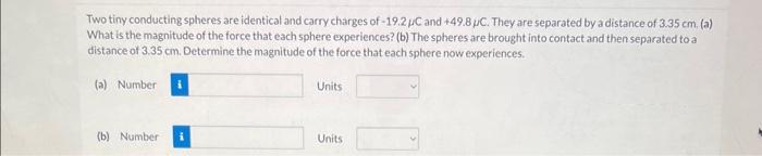 Solved Two spherical objects are separated by a distance of | Chegg.com