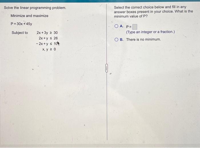 Solve the linear programming problem. Minimize and | Chegg.com