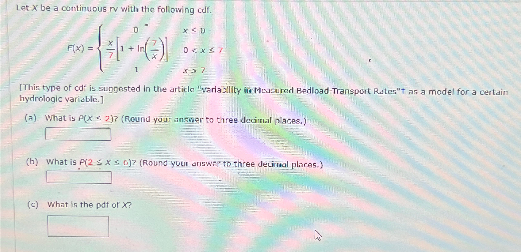 Solved Let x ﻿be a continuous rv with the following | Chegg.com