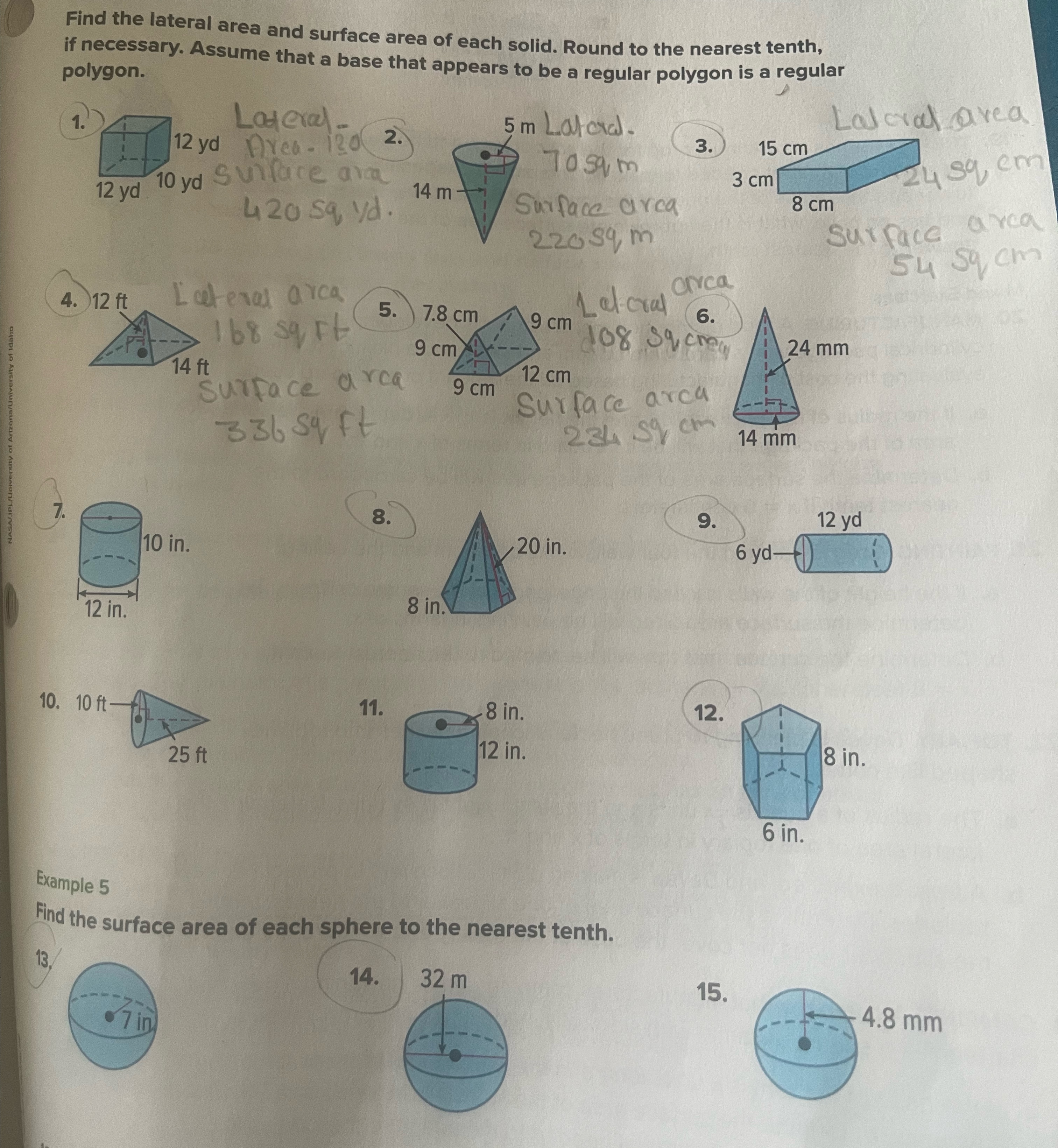 Solved Find the lateral area and surface area of each solid. | Chegg.com