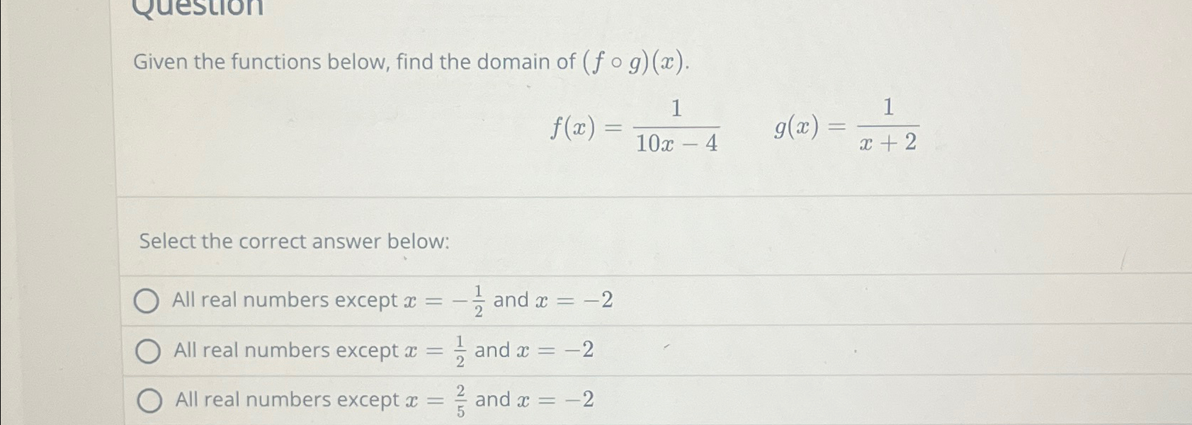 Solved Given the functions below, find the domain of | Chegg.com