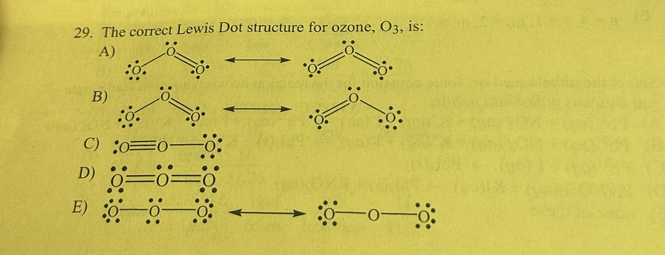 Solved The correct Lewis Dot structure for ozone, O3, | Chegg.com