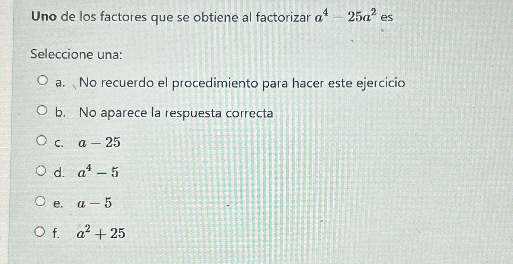 Solved Uno de los factores que se obtiene al factorizar | Chegg.com