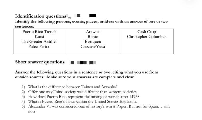 Solved Identification questions Identify the following | Chegg.com