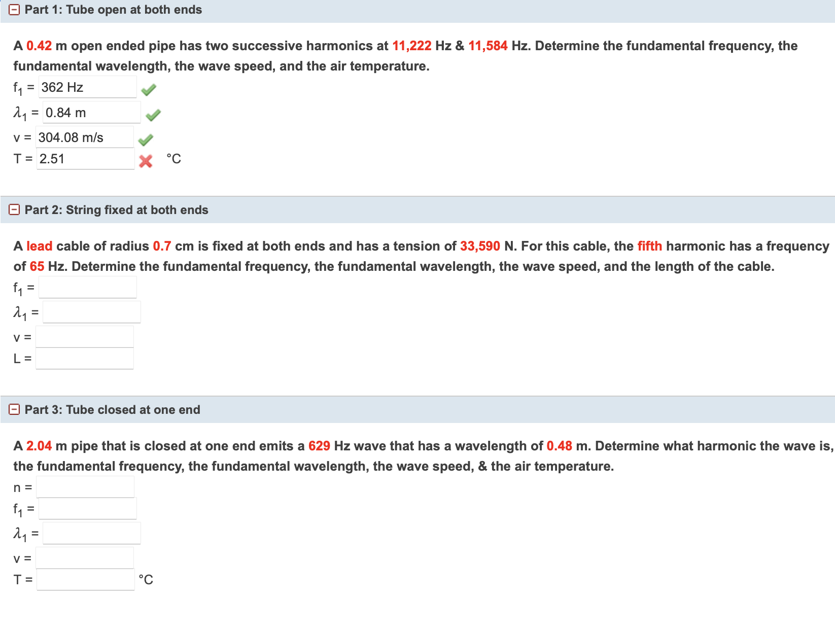 Solved Part 1: Tube open at both endsA 0.42m ﻿open ended | Chegg.com