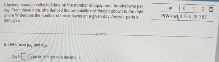 Solved A factory manager collected data on the number of | Chegg.com