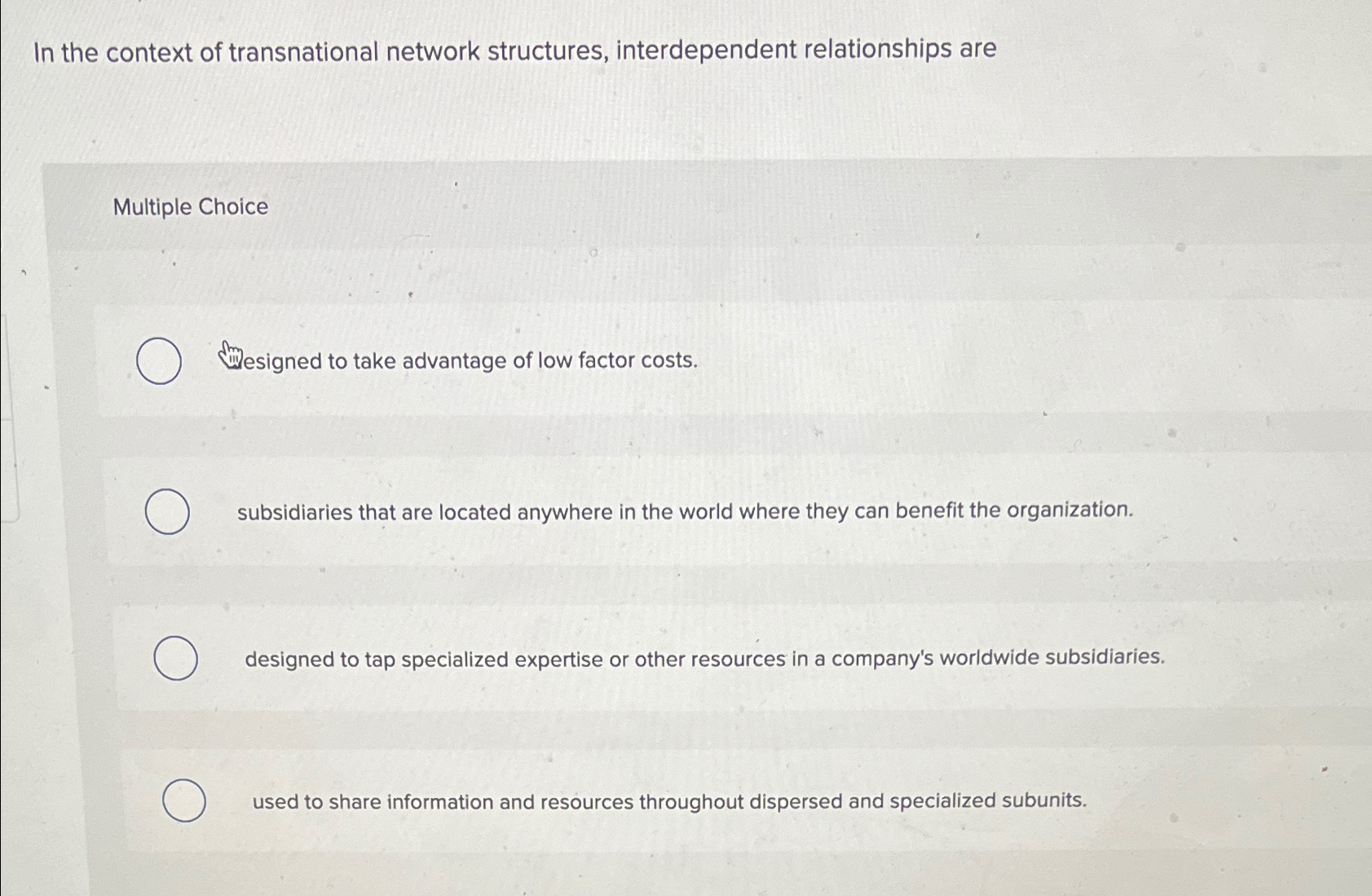Solved In the context of transnational network structures, | Chegg.com