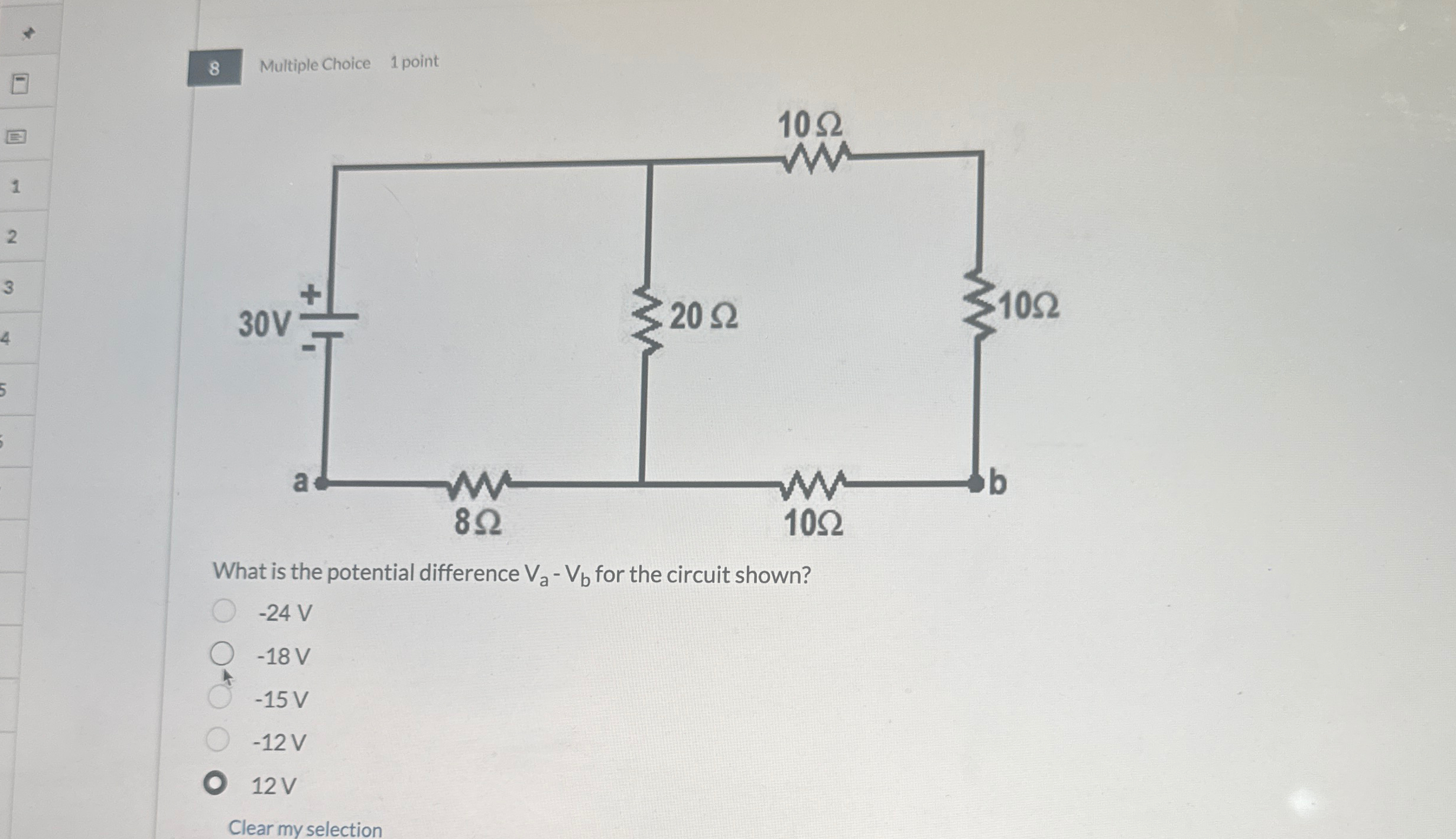 Solved 8Multiple Choice1 ﻿pointWhat is the potential | Chegg.com
