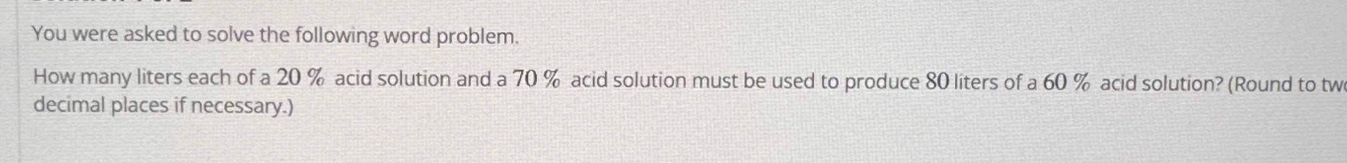Solved You were asked to solve the following word | Chegg.com