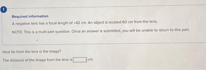 Solved Required information A negative lens has a focal | Chegg.com