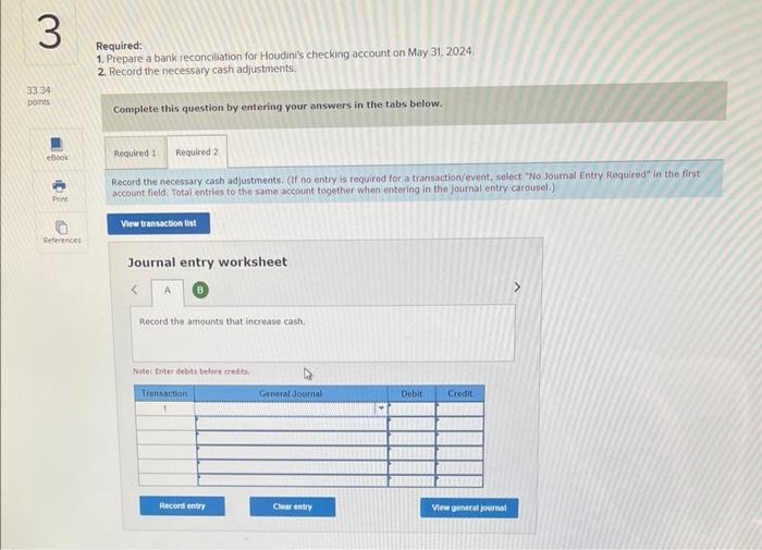 Solved Problem 4.3A (Algo) Prepare the bank reconciliation | Chegg.com