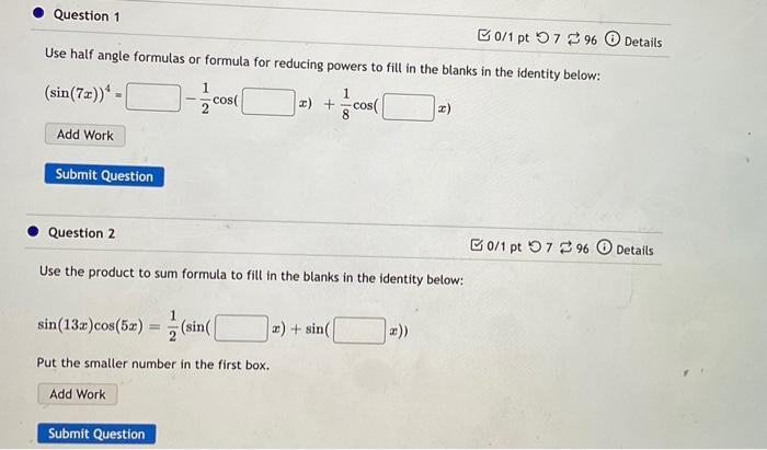Solved use half angle formulas or formula for reducing | Chegg.com Solved use half angle formulas or formula for reducing | Chegg.com