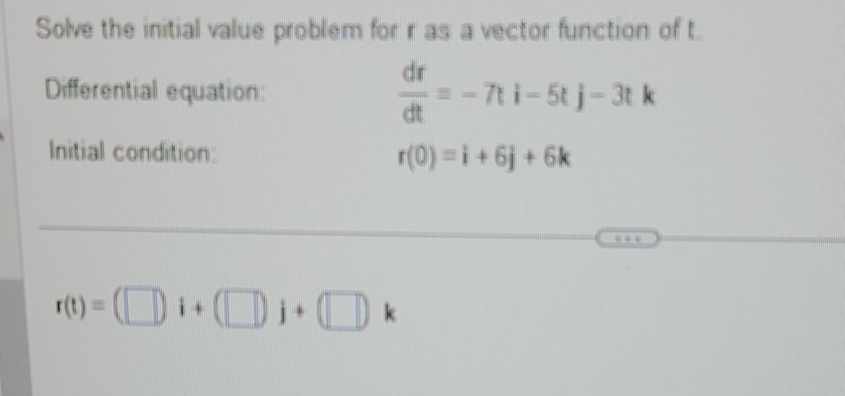 Solved Solve the initial value problem for r as a vector | Chegg.com