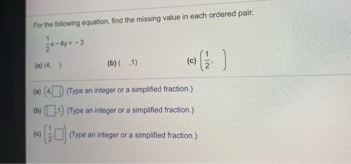 Solved For the following equation, find the missing value in | Chegg.com