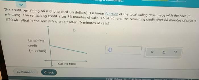 Solved The credit remaining on a phone card (in dollars) is | Chegg.com