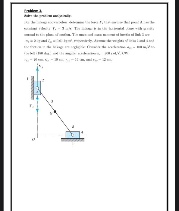 Solved Problem 3. Solve the problem analytically. For the | Chegg.com