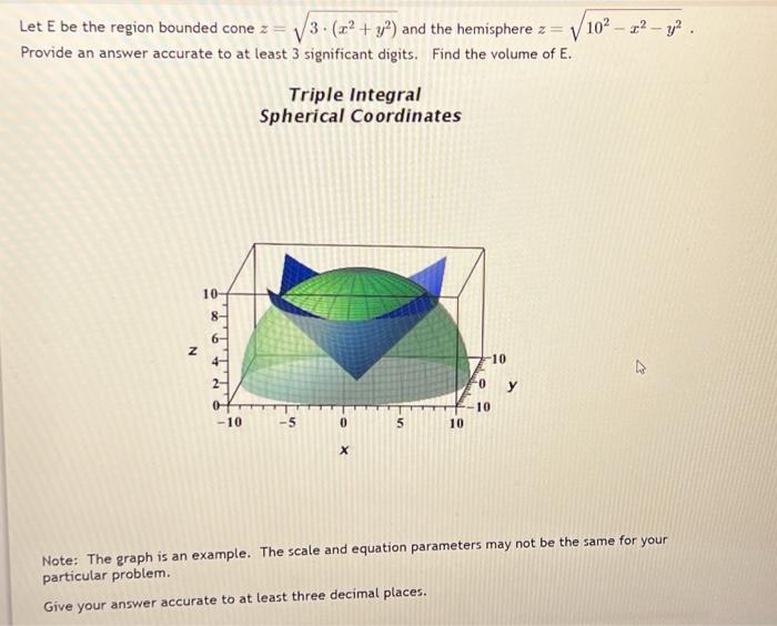 Solved Let E be the region bounded cone z=3⋅(x2+y2) and the | Chegg.com