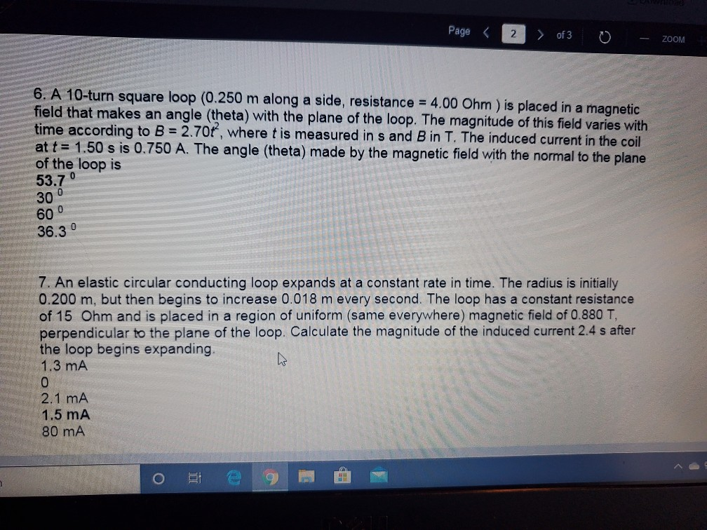Solved Page of 3 0 - ZOOM 6. A 10-turn square loop | Chegg.com