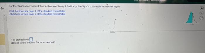 Solved For The Standard Normai Distribution Shown On The