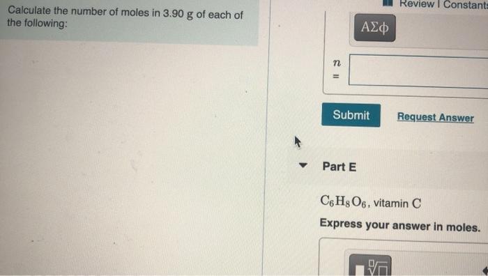 Solved A Review | Constants IF Calculate the number of moles | Chegg.com