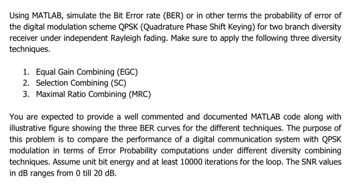 Using MATLAB, simulate the Bit Error rate (BER) or in | Chegg.com