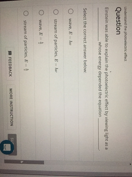 Solved Understand the photoelectric effect Question Einstein | Chegg.com