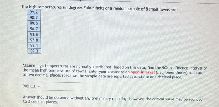 Solved The high temperatures (in degrees Fahrenheit) of a | Chegg.com